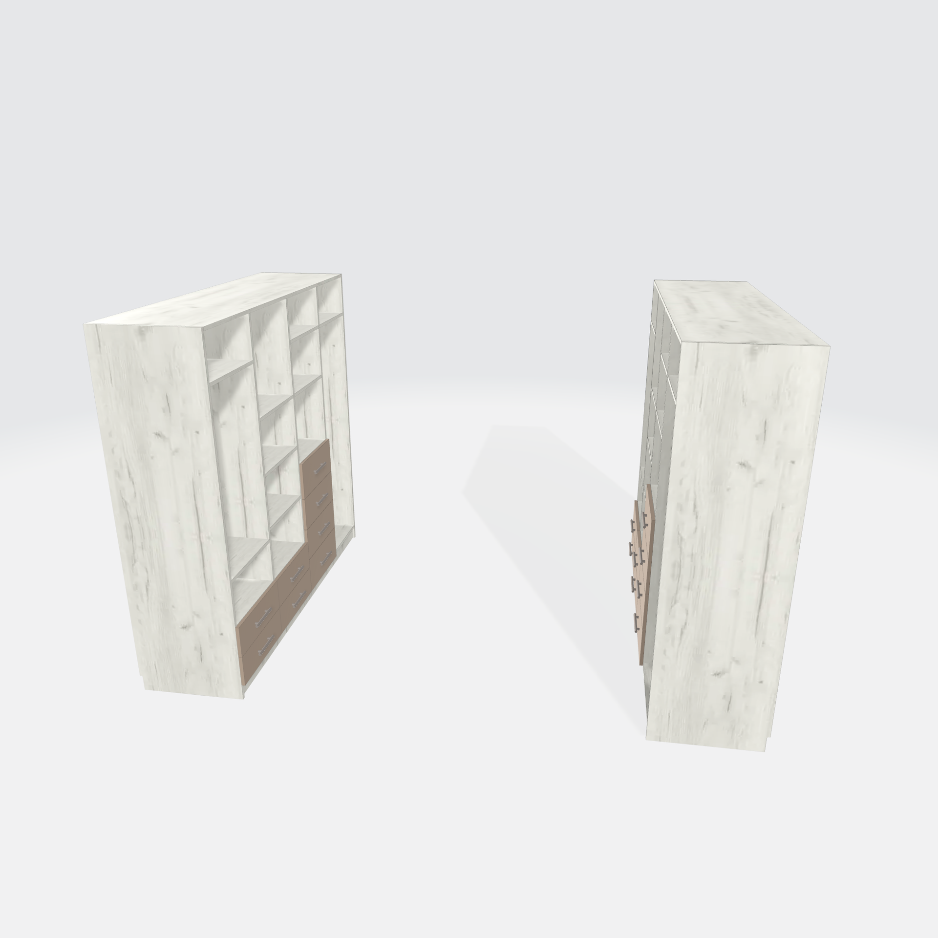 Made-to-measure face-to-face wardrobes for corridors