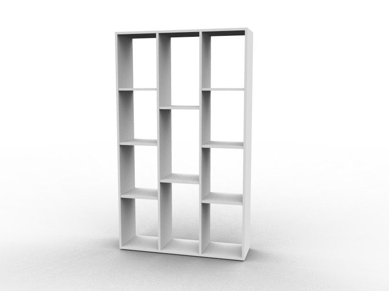 White bookcase with 3 columns